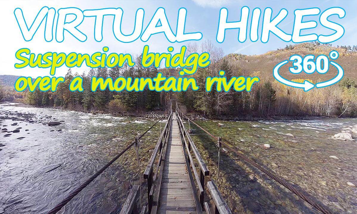 Suspension Bridge Walk in Autumn Taiga | 360° VR Hike to Khongor-Uula ...