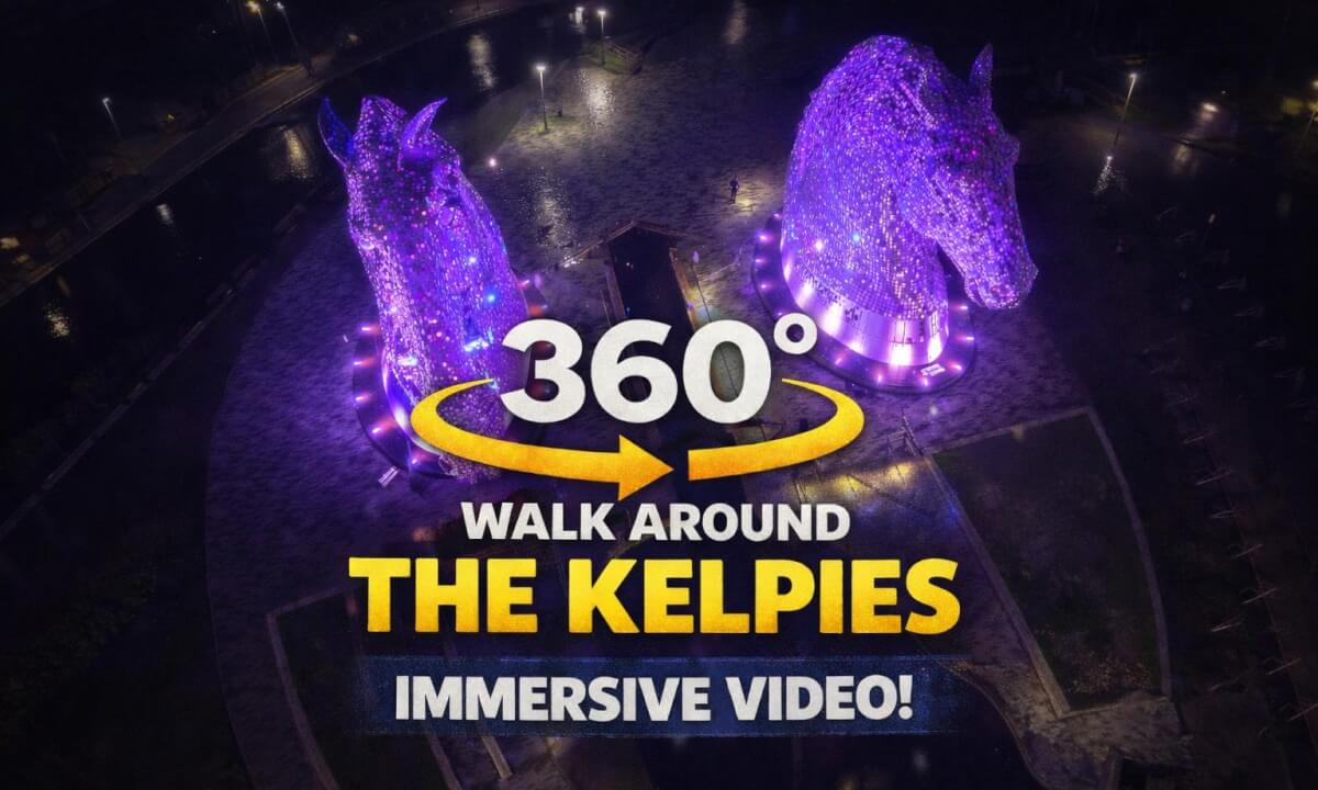 🌙🐴 The Kelpies at Night | 8K 360° Walk Around Experience