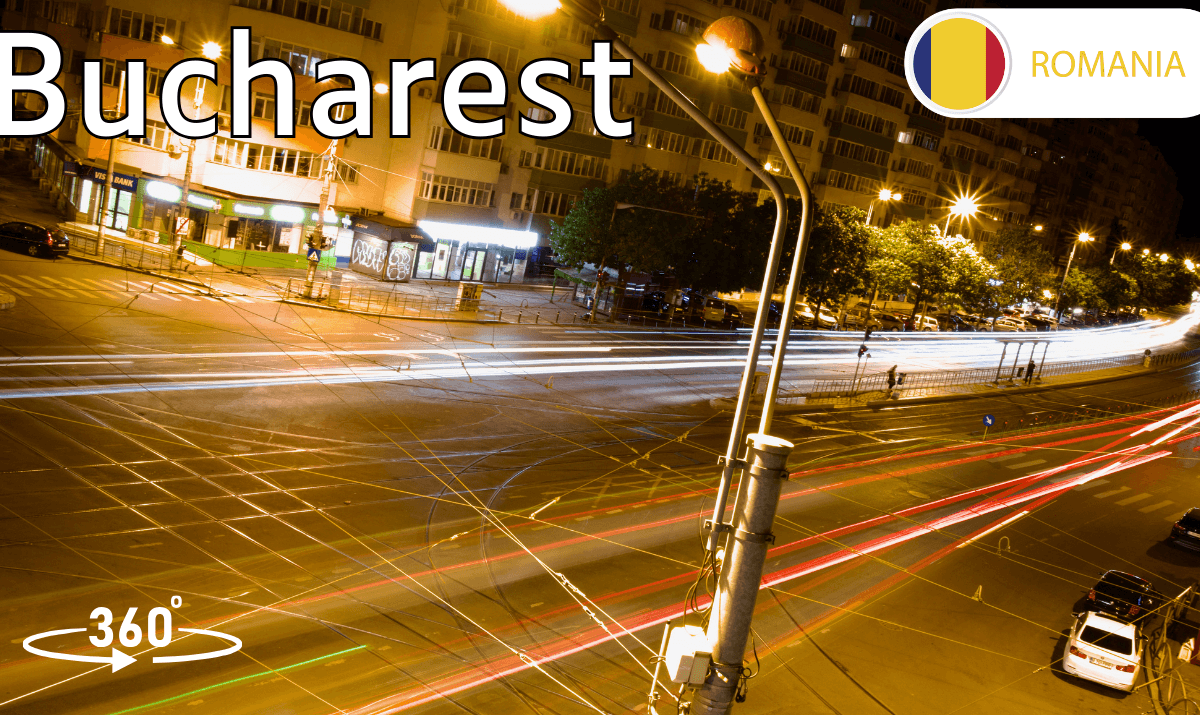 Bucharest city view at night in Virtual realty, 21 Aug 2023 Romania