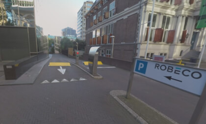 360 VR Rotterdam street with Fortis bank and Robeco buildings