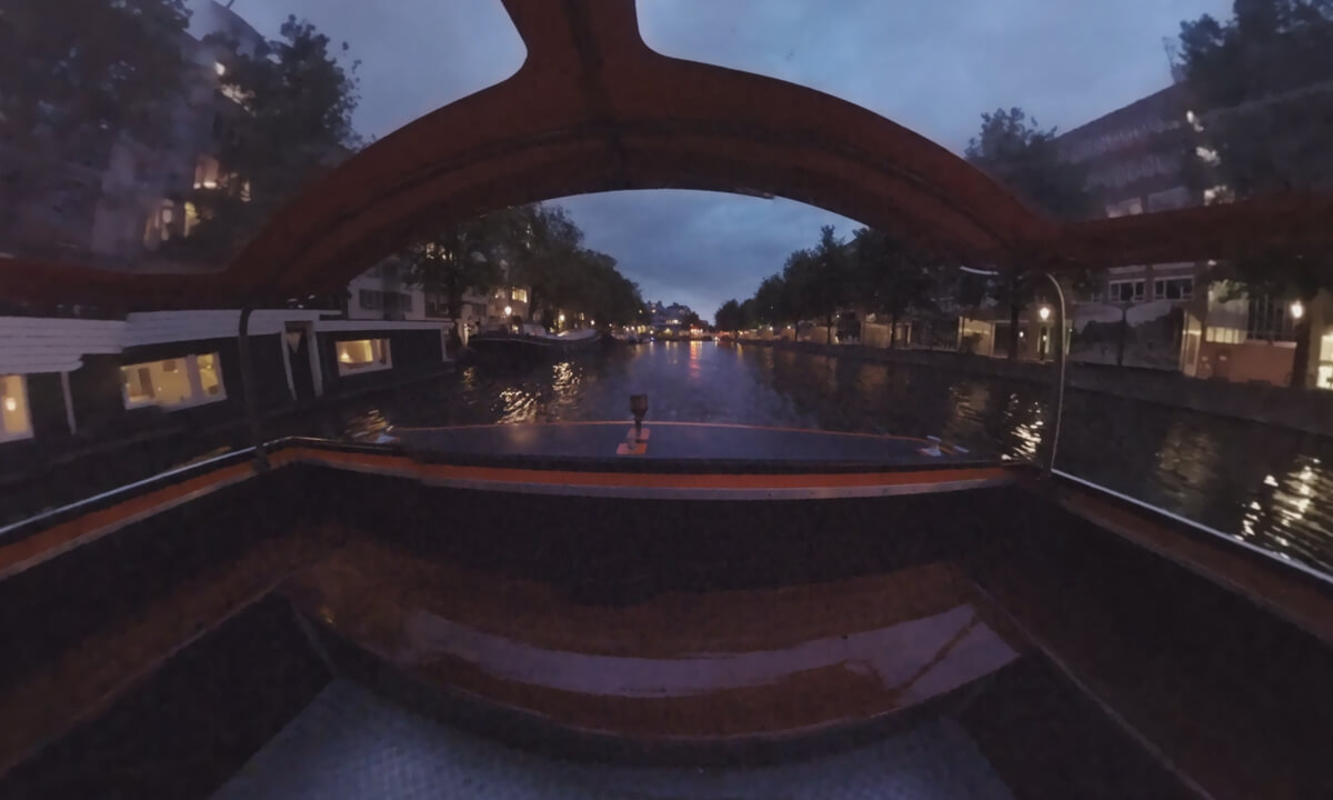 360 VR night voyage on Amsterdam canals, Netherlands 2