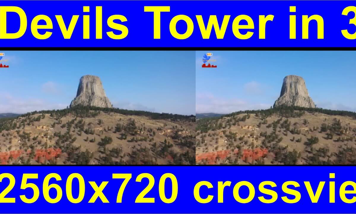 Devils Tower, Wyoming in 3D cross-view "by angel's eyes - iXYt" as VR or TR