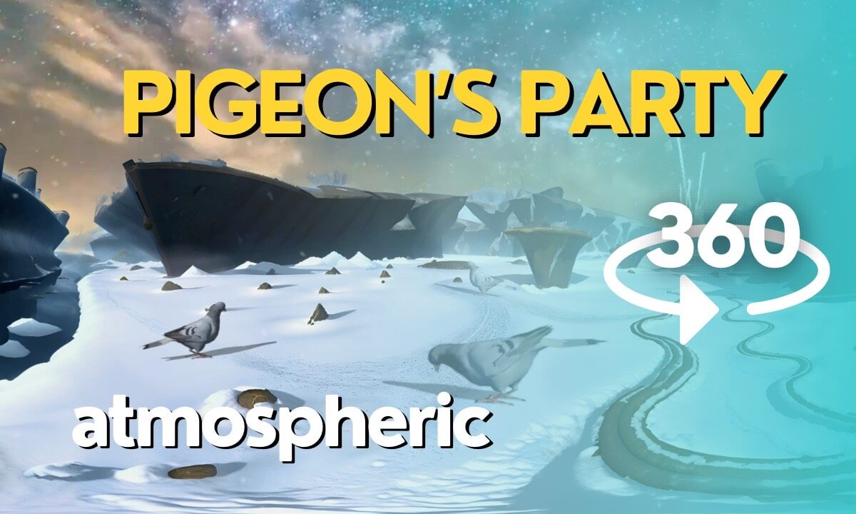360 VR 4K Video - Pigeon's Party Atmospheric Scene