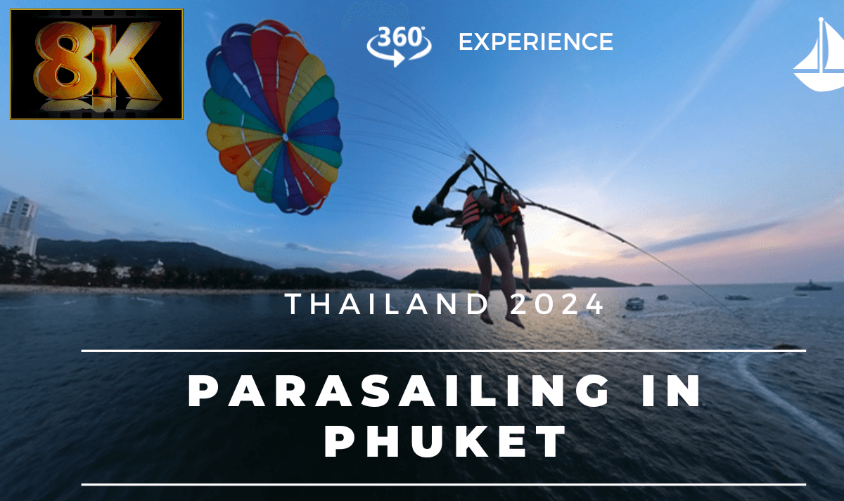 VR Experience Parasailing over Patong Beach, Phuket at sunset, January ...
