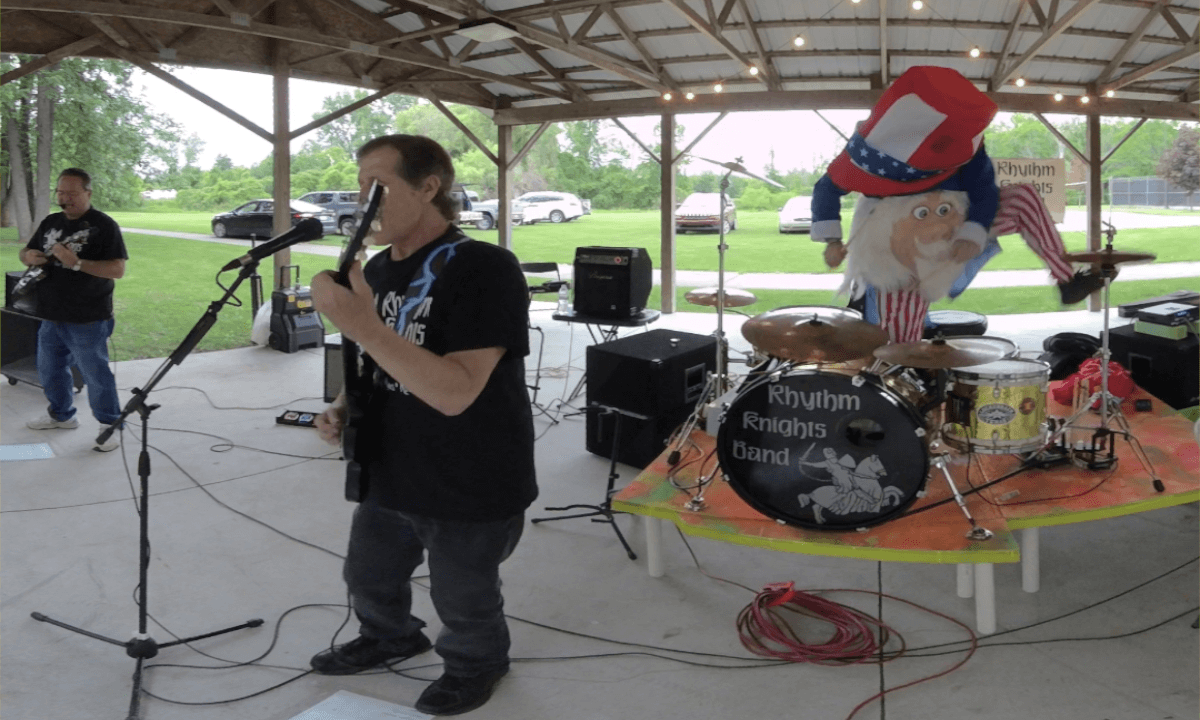 Rhythm Knights Band WSG Uncle Sam on Drums Music in the Park