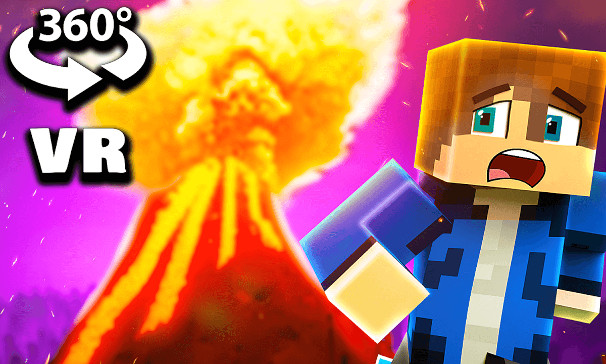 🌋360° VR - VOLCANO ERUPTION (Minecraft Animation) | DeoVR