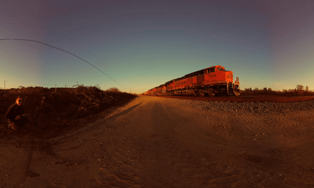 360 VR BNSF Sunset Hour Mud Bay Surrey BC Canada Apr 13 2024 Qoocam 3 ...