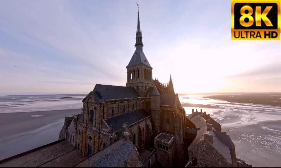 Drone Dance at Mont Saint-Michel - tidal island in France