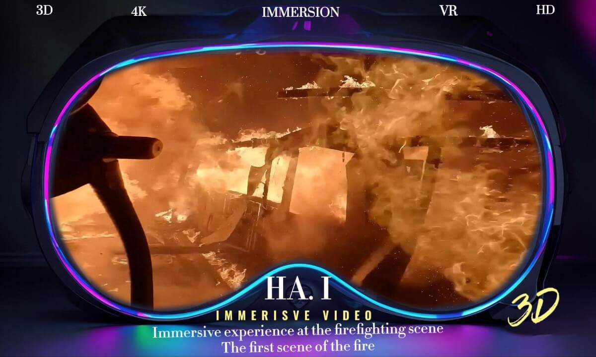 Immersive experience at the firefighting scene The first scene of the fire