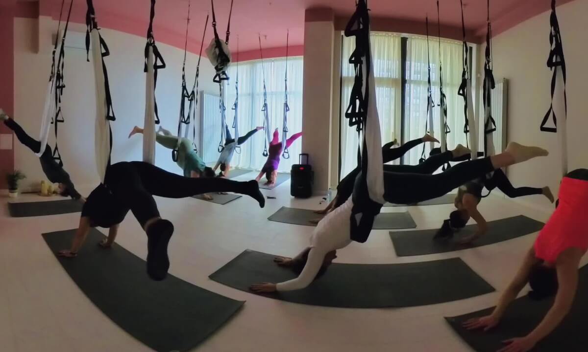 Immersive Aerial Yoga Experience | 360° Yoga Class | DeoVR