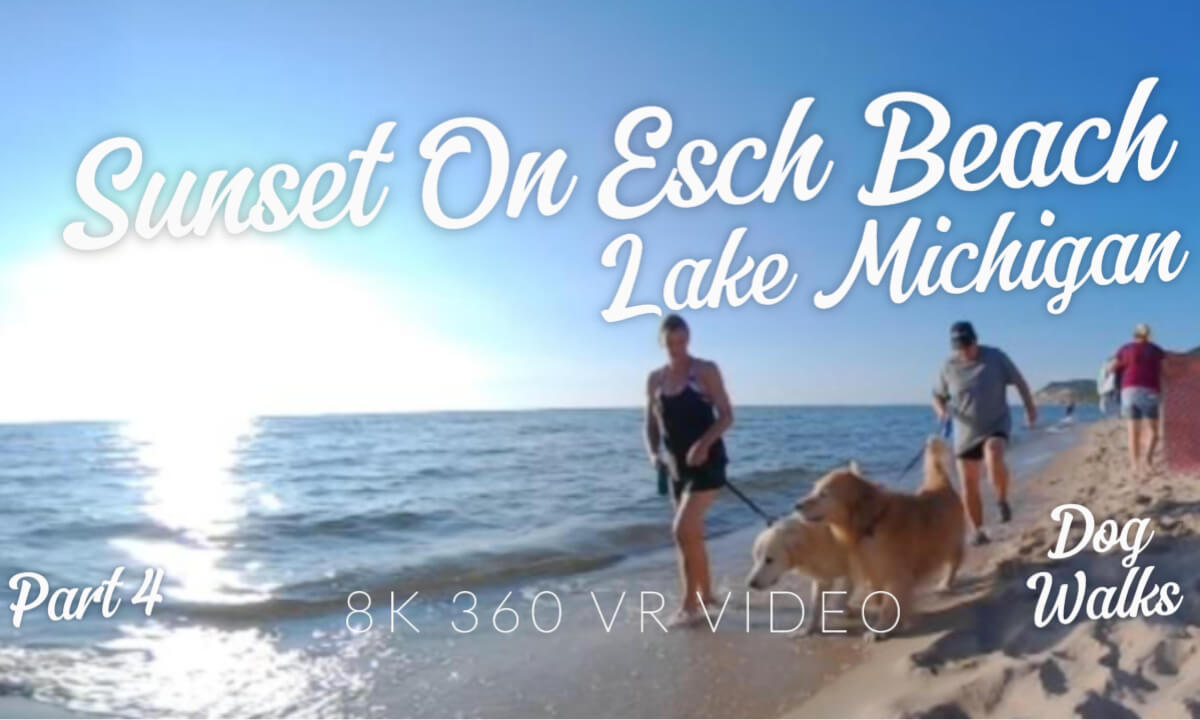 Sunset on Esch Beach Lake Michigan, Sleeping Bear Dunes: Dog Walkers ...