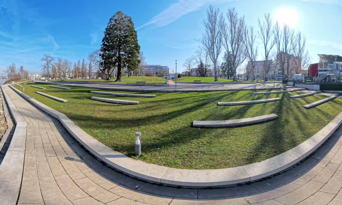 Little walk at the River Rhine in Germany with view to the French Boarder