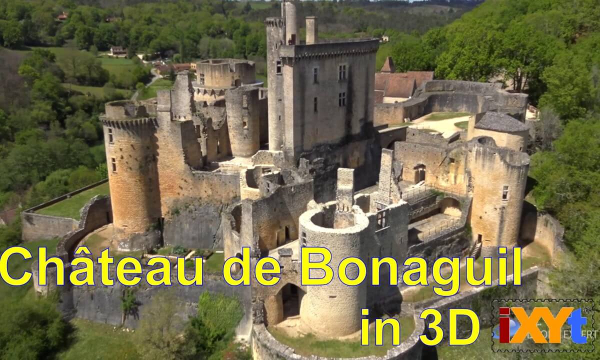 Bonaguil Castle, Lot-et-Garonne, France in 3D SBS LR video for VR