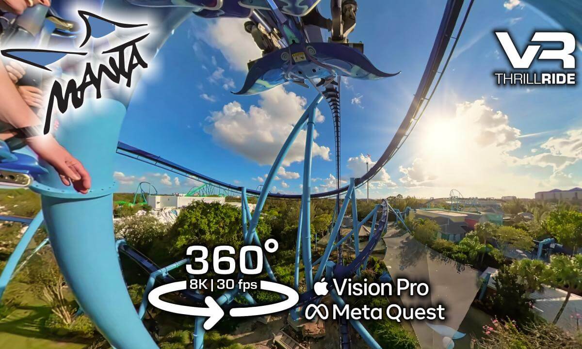 EPIC 360° 8K Manta POV - Front + Middle Row Ride Experience - SeaWorld Orlando VR Roller Coaster