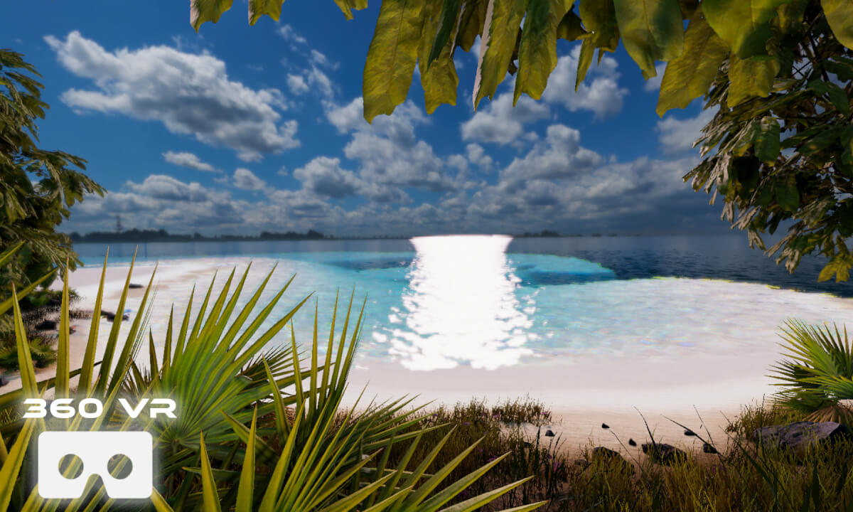 CGI VR 360 Video of beach Island Relaxation Immersive Nature Travel