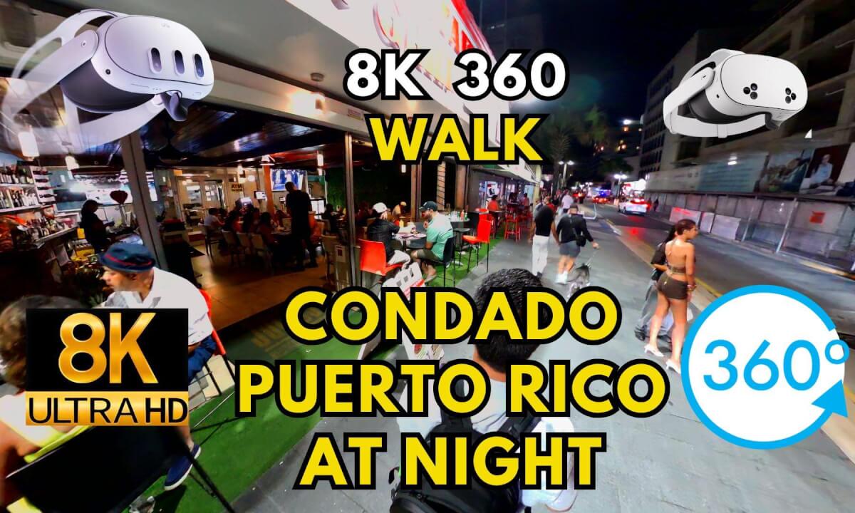 Walking down Ashford Avenue in Condado Beach, PR at night