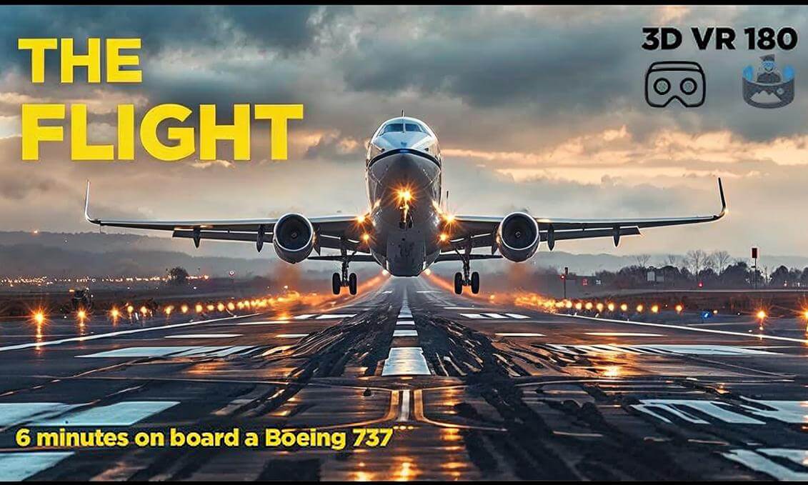 Relaxing Airplane Flight in 3D VR 180: Soothing Sounds from Takeoff to ...