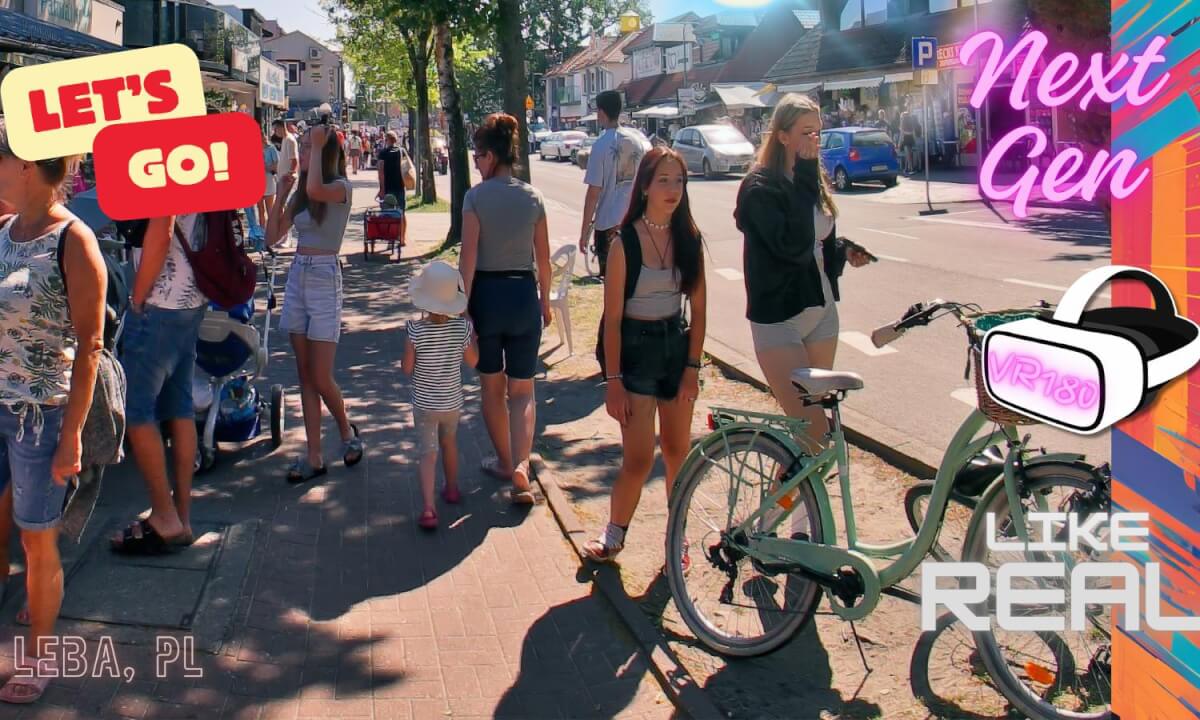 VR180 🌟 Summer City Walk in Łeba | Youthful Energy & Festive Streets in ...