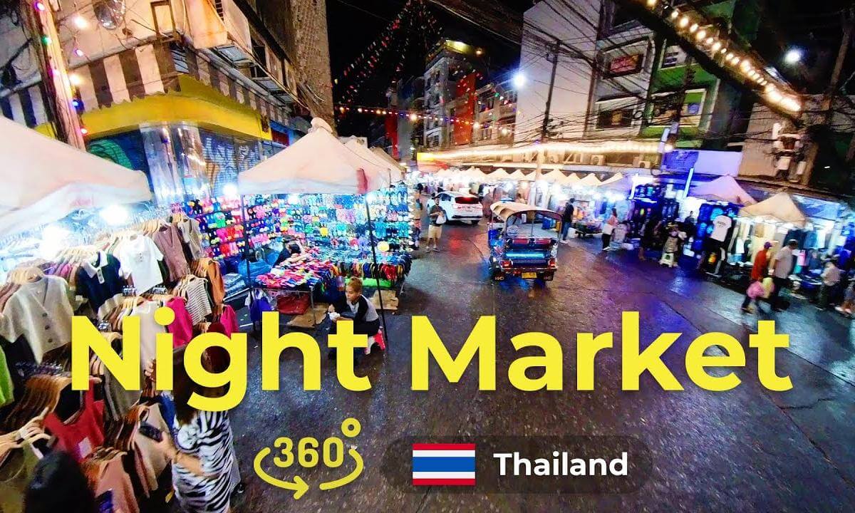 Exploring a Bangkok Night Market Near Baiyoke Tower | 360° VR Walk