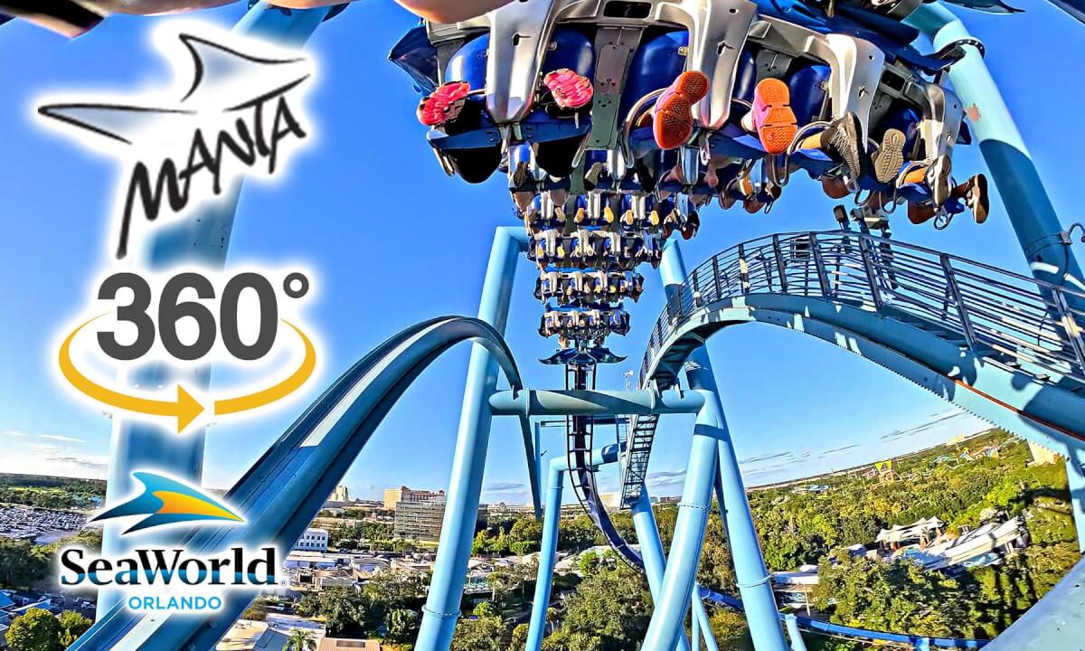 VR 360 Manta Roller Coaster On Ride POV SeaWorld Orlando 2025 10 12