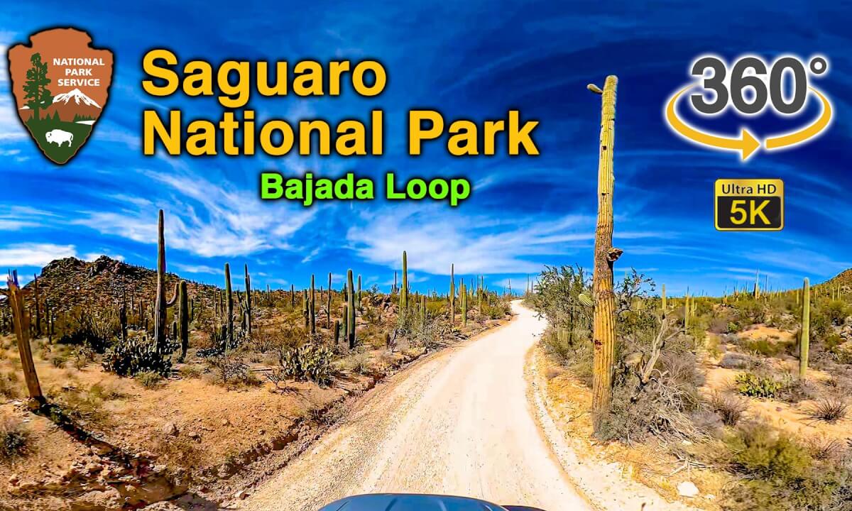 VR 360 5K Saguaro National Park Bajada Loop Drive Complete Loop POV ...