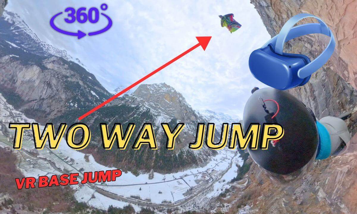 360° VR BASE Jump From a 2100ft Cliff | Switzerland | DeoVR