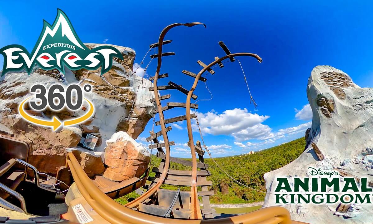 VR 360 Expedition Everest Roller Coaster On Ride front Seat POV Disney ...