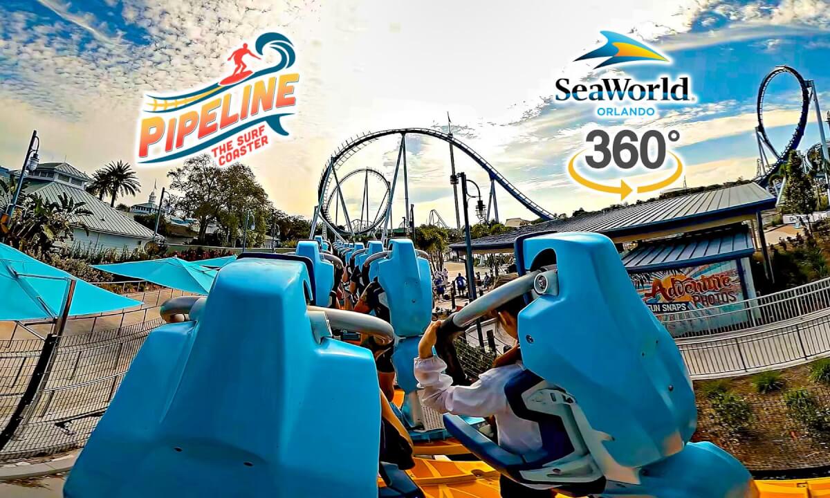 VR 360 Pipeline The Surf Coaster On Ride POV SeaWorld Orlando 2024 03 13