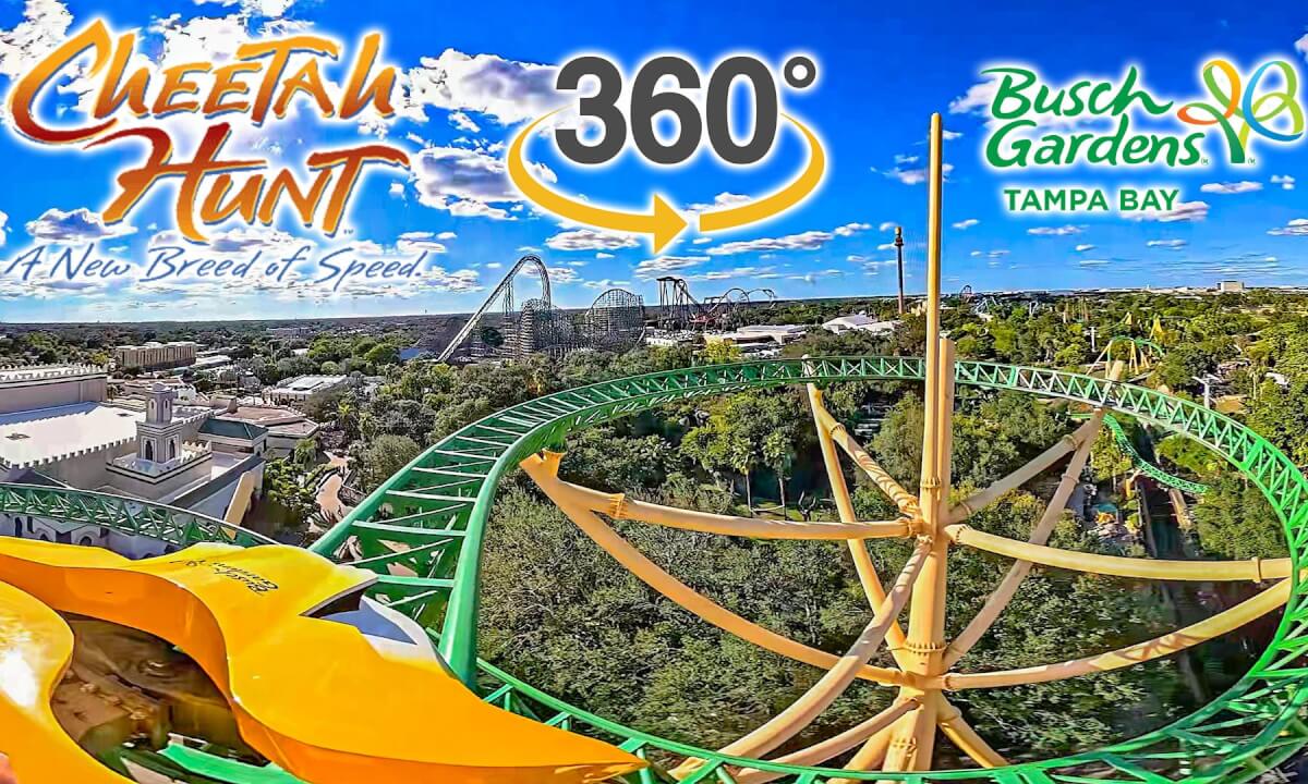 VR360 Cheetah Hunt Roller Coaster On Ride Front Seat POV Busch gardens ...