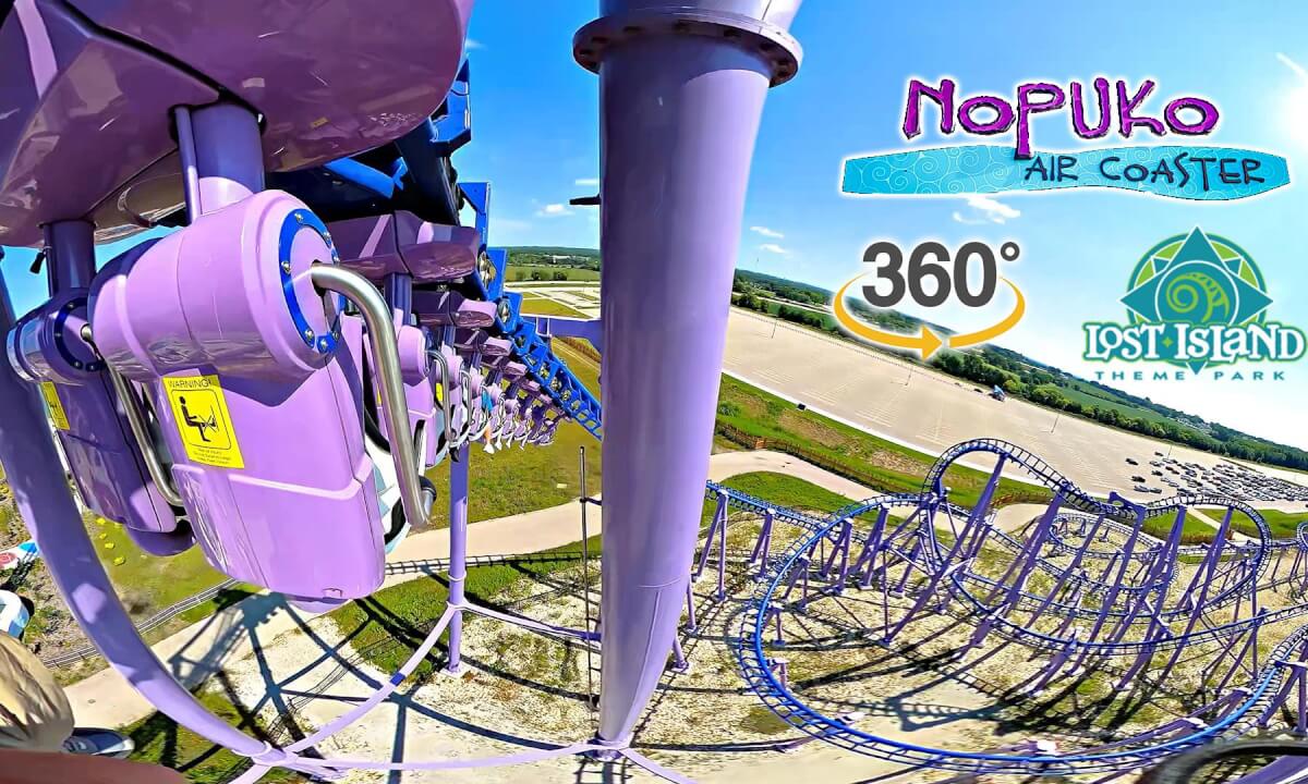 VR 360 Nopuko Air Coaster On Ride Back Seat POV Lost Island Theme Park ...