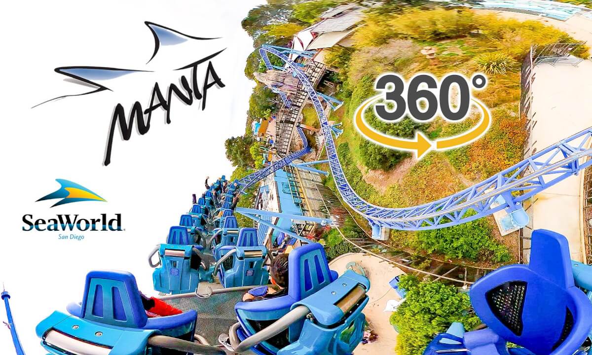 VR 360 Manta Roller Coaster On Ride Back Seat POV SeaWorld San Diego ...