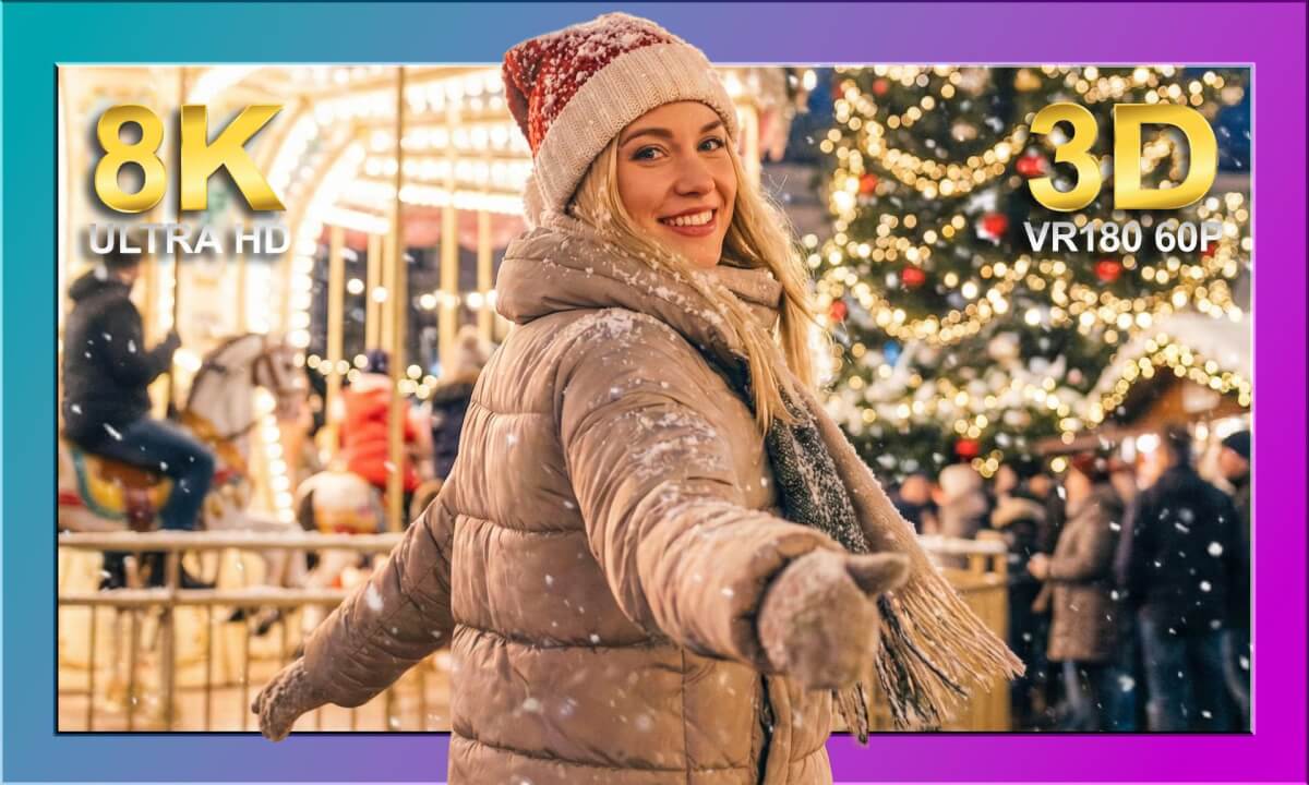 POV Christmas Snow RAVE: A Snowy Holiday Girl Immersed in Falling Snow