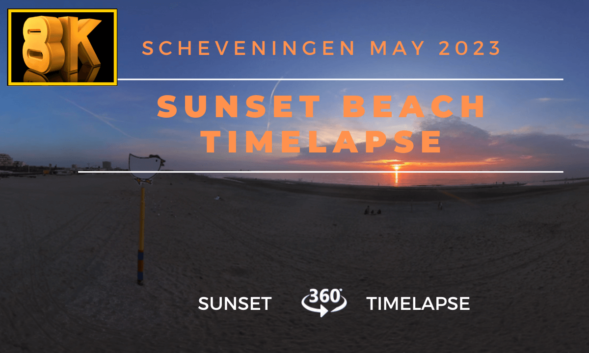 8K Sunset timelapse with purple sky at Scheveningen Beach, The Hague Netherlands
